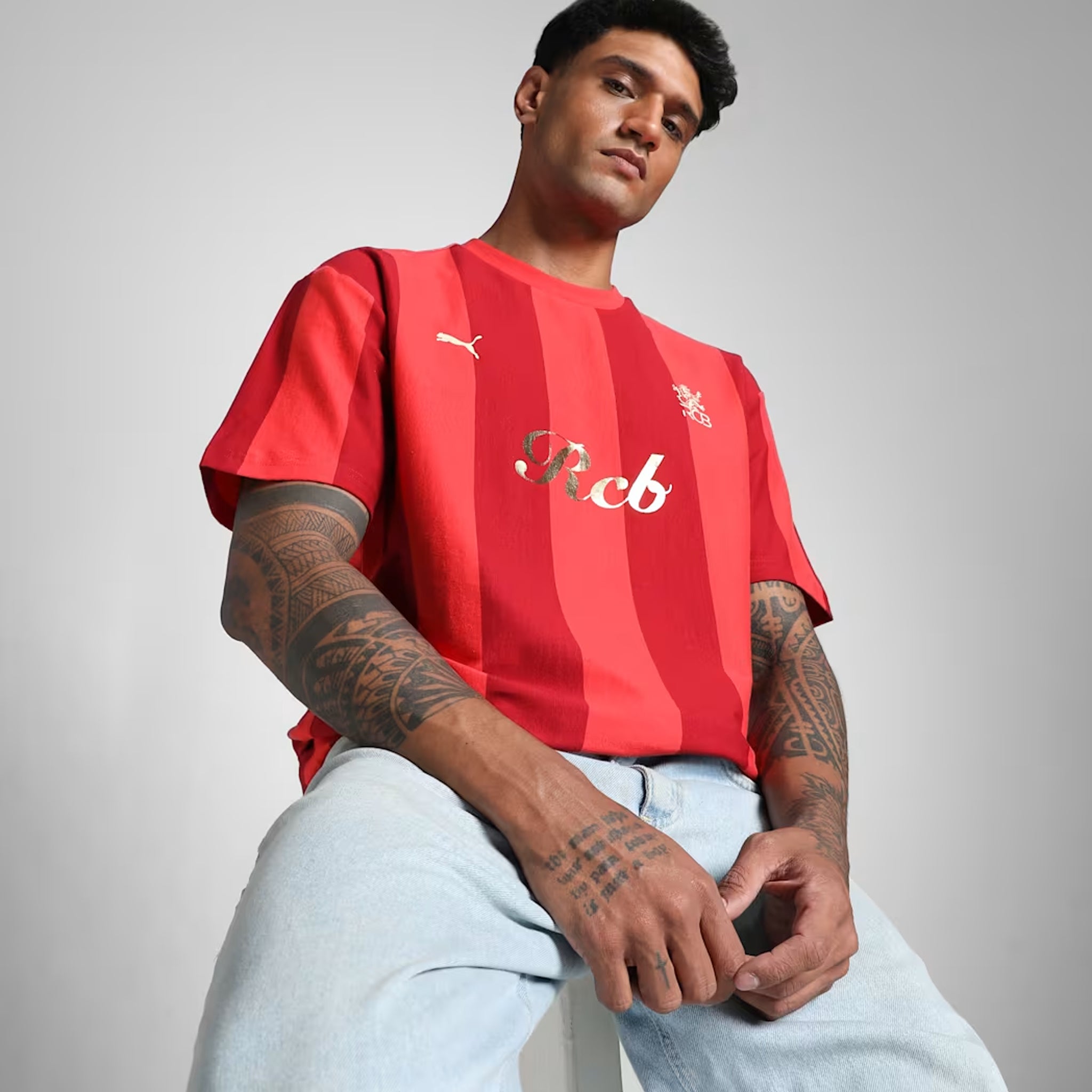 Puma X RCB Retro Striper Tee (Flame Scarlet) – Capsul